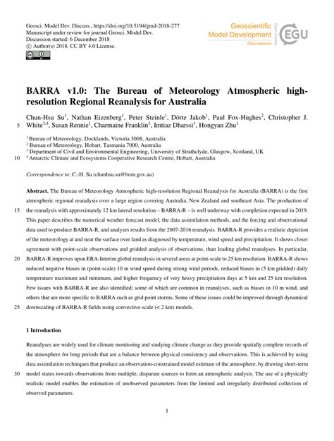 Pdf Barra V10 The Bureau Of Meteorology Atmospheric High Resolution