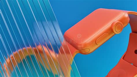 Orange Smartwatch Placed On A Blue Background Stock Illustration Illustration Of Message