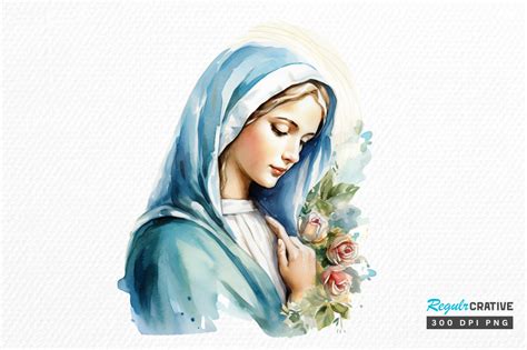 Watercolor Virgin Mary Clipart Png Graphic By Regulrcrative · Creative Fabrica