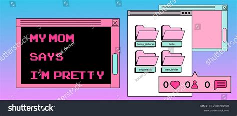 Composition User Interface Elements Retro Operating Stock Vector
