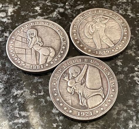 Set Of 3 Sexy Anime Girl Illustrated Hobo Coins Usa Hobo Etsy