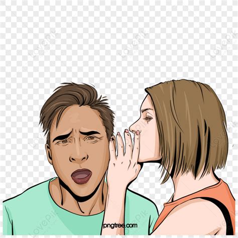 팝 아트 속삭임 여자 일러스트 놀란 손으로 그린 빈티지 요소 페인트 등 놀라다 Png 일러스트 무료 다운로드 Lovepik