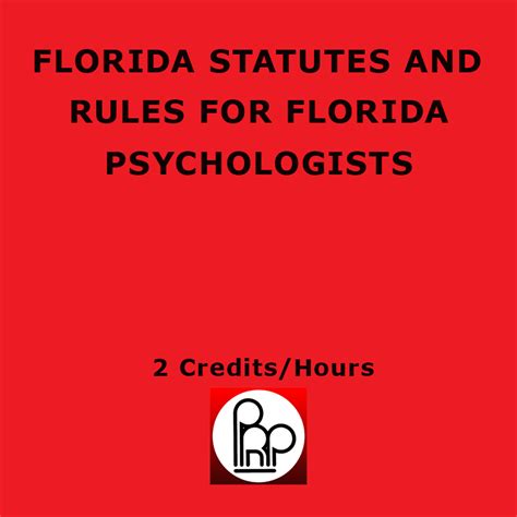 Florida Statutes And Rules For Florida Psychologists Ce Pr