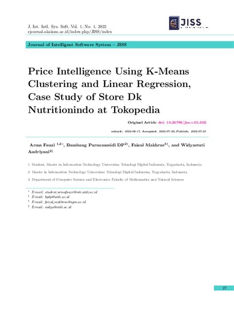 Pdf Price Intelligence Using K Means Clustering And Linear Regression