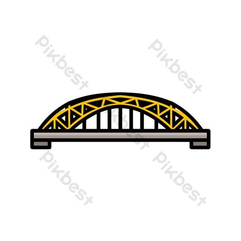 Scenic Arched Bridge Over Water Icon For Landscape And River Crossing Structure Graphic