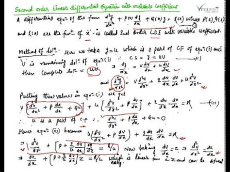Second Order Linear Differential Equation With Variable Coefficient YouTube