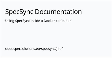 Using Specsync Inside A Docker Container Specsync Documentation