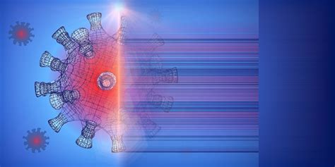 코로나 바이러스 2019ncov 질병 개념 흐린 라인과 파란색 배경에 3d 와이어 프레임 바이러스 및 전염병 개념 배너 및