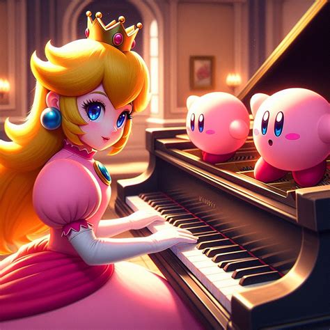 Peach Plays The Piano For Kirby By Spongebobnintendo20 On Deviantart