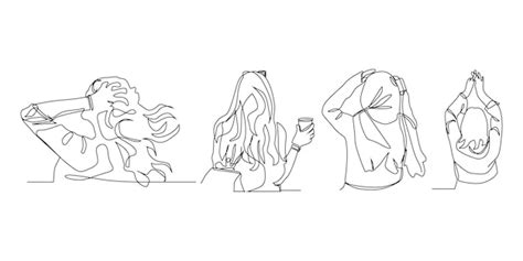 Premium Vector Bundle Set Of Continuous Line Illustrations Of Women