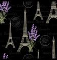 Seamless Floral Pattern With Eiffel Towers On Vector Image
