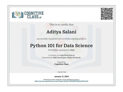Proud To Showcase My Python 101 For Data Science Certificate Aditya