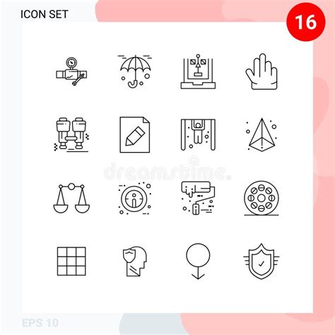 16 Universal Outlines Set For Web And Mobile Applications Camping Three Coding Hand Planning