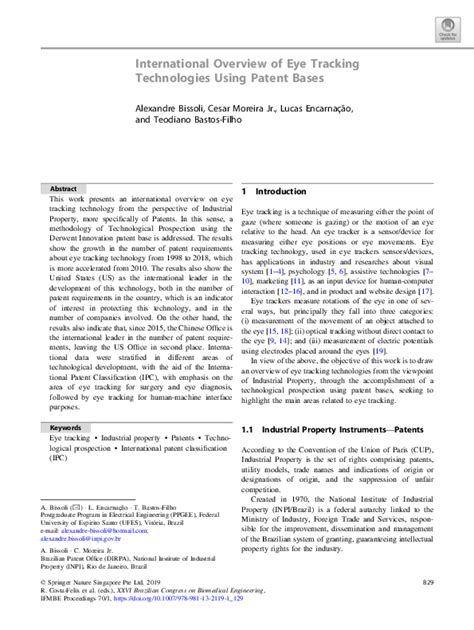Pdf International Overview Of Eye Tracking Technologies Using Patent Bases