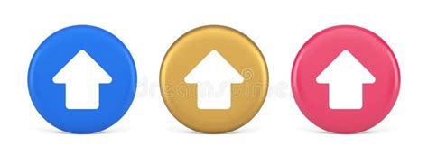 Arrow Up Button Directional Pointer Cyberspace Cursor 3d Realistic Circle Icon Stock Vector