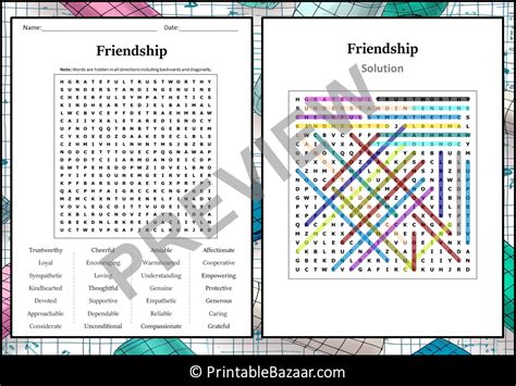 Friendship Word Search Puzzle Worksheet Activity Teaching Resources