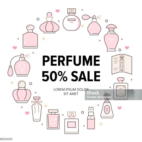 향수 병 라인 아이콘 포스터 프레임 포스터 벡터 일러스트에는 아이콘 유리 분무기 고급 퍼퓸 샘플러 에센셜 오일 화장품 매장 전단지를 위한 향수 윤곽 그림 판매 브로셔 포함