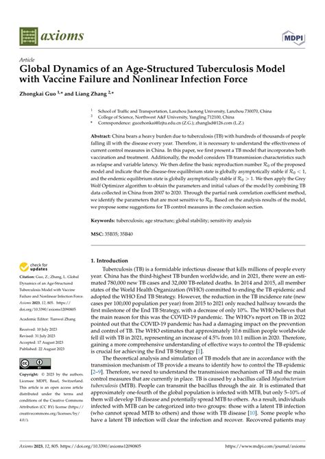 Pdf Global Dynamics Of An Age Structured Tuberculosis Model With