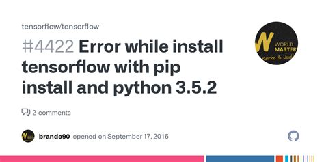 Error While Install Tensorflow With Pip Install And Python Issue Tensorflow
