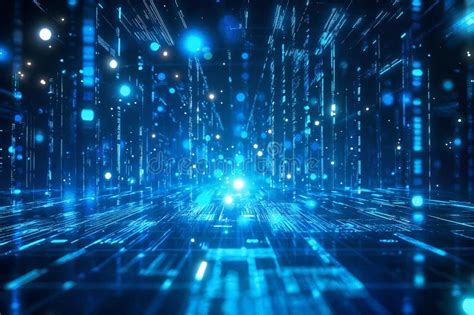 Digital Information Flows Through Cyberspace Creating A Futuristic Cityscape Stock Image Image