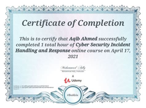 Aqib Ahmed On Linkedin Incidenthandling Cybersecurityincidenthandling Beable Udemy