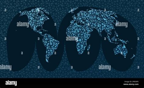 Internet And Global Connections Map Interrupted Mollweide Projection World Network Classy