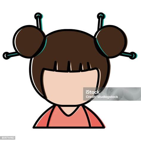 Karakter Kawaii Boneka Jepang Kecil Ilustrasi Stok Unduh Gambar