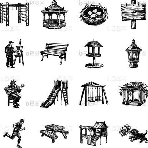 户外公园插图集png下载 包图网