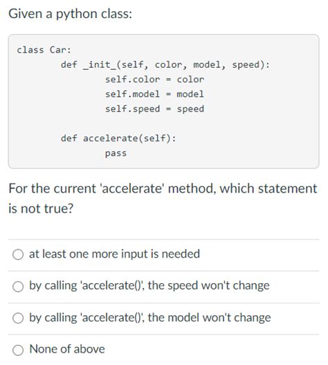 Solved Given A Python Class Class Car Def Init Self Chegg