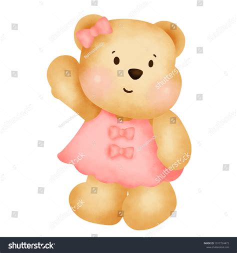 귀여운 만화 테디 베어 수채화 그림 스톡 일러스트 1917724472 Shutterstock
