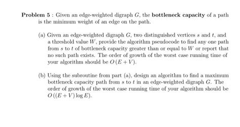 Solved Problem 5 Given An Edge Weighted Digraph G The