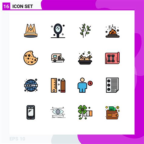 16 Thematic Vector Flat Color Filled Lines And Editable Symbols Of Laboratory Fire Mirror