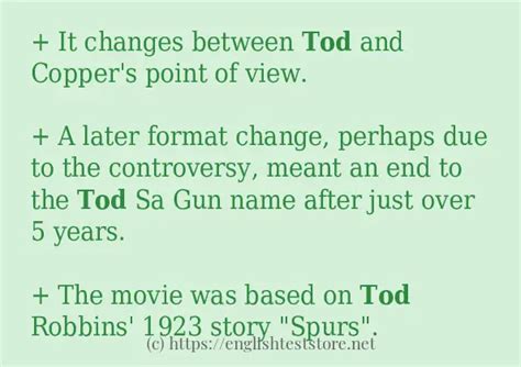 Some Example Sentences Of Tod Englishteststore Blog