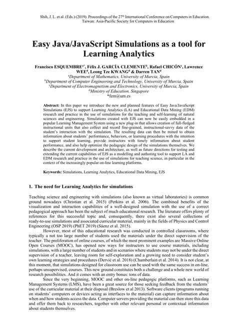 Pdf Easy Javajavascript Simulations As A Tool For Learning Analytics
