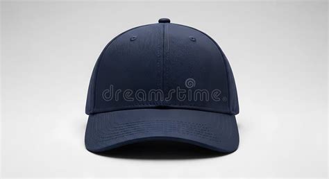 Stylish Navy Blue Baseball Cap Isolated On White Background Front Facing View Stock Illustration