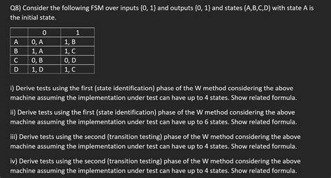 Solved Q8 ﻿consider The Following Fsm Over Inputs 01