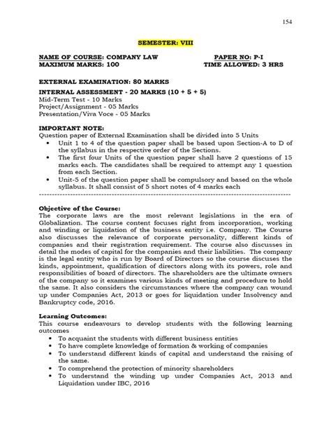 8th semester syllabus pdf negotiable instrument bankruptcy