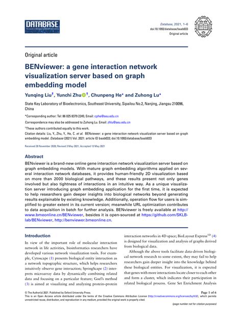 Pdf Benviewer A Gene Interaction Network Visualization Server Based