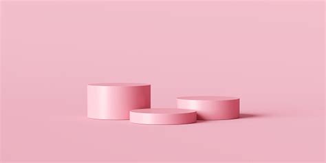 파스텔 배경이 있는 빈 디스플레이의 핑크 제품 배경 스탠드 또는 연단 받침대 3d 렌더링 3차원 형태에 대한 스톡 사진 및 기타