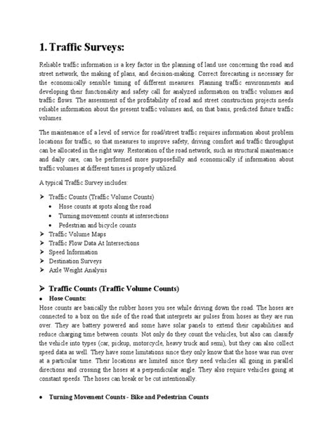 Traffic Surveys Traffic Counts Traffic Volume Counts Pdf Rapid Transit Traffic
