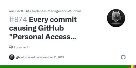 Every Commit Causing GitHub Personal Access Token Generation Issue Microsoft Git