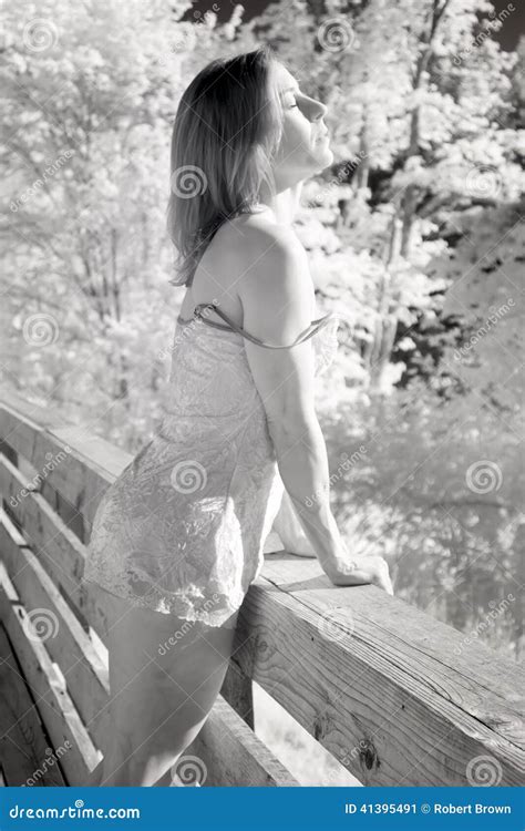 Infrared Photo Of Middle Aged Woman In Camisole Stock Image Image Of