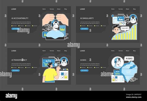 Ai Ethics Web Or Landing Dark Or Night Mode Set Artificial Intelligence Regulation
