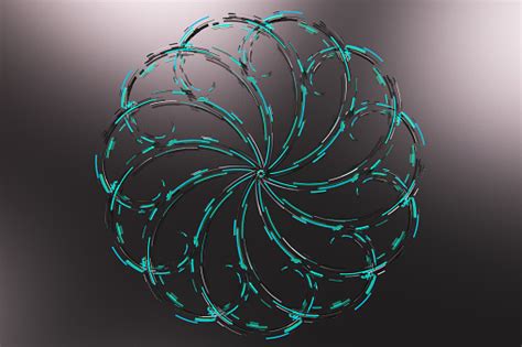 검은 바탕에 블루 빛나는 요소와 블랙 동심 나선형 꽃 모양 0명에 대한 스톡 사진 및 기타 이미지 0명 3차원 형태 개념 Istock