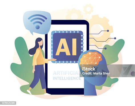 인공 지능 개념 Ai 칩 머신 러닝 분석 정보 신경망을 가진 디지털 두뇌 챗봇 현대 플랫 만화 스타일 흰색 배경의 벡터 그림 노트북에 대한 스톡 벡터 아트 및 기타 이미지