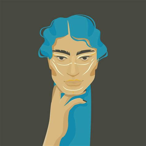 Vector Retrato De Sensual Andrógino Joven Hombre Con Brillante Constituir 27894924 Vector En