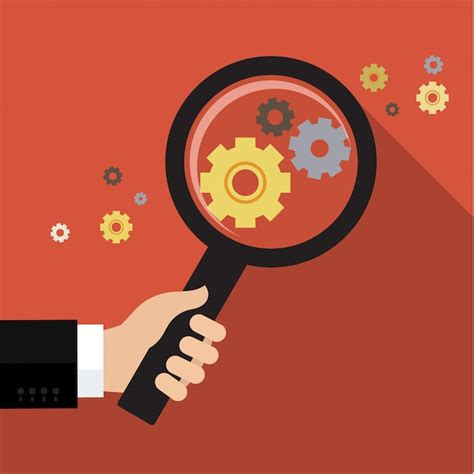 Premium Vector Magnifying Optical Glass With Gears