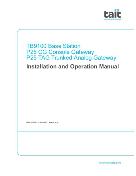 Tait Tb9100 User Manual