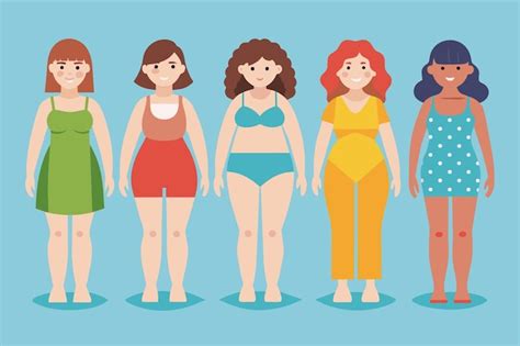 Premium Vector Diverse Group Of Women Of Various Body Shapes Standing