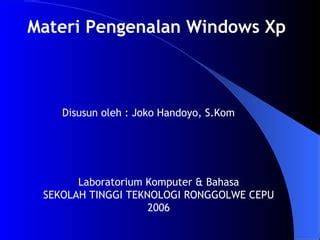 Pengenalan Windows Xp PPT